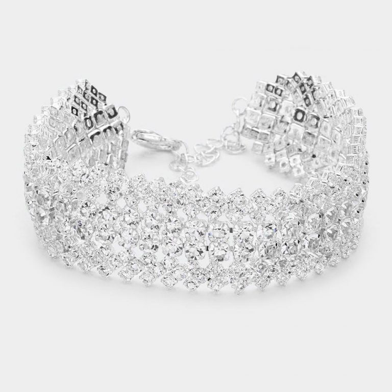 Nail Bracelet with Crystals (Silver) | Sweetrocks Jewelry