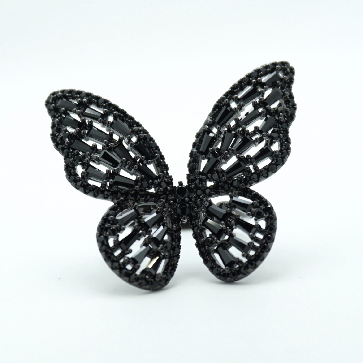 Black Crystal Rose Flower Ring | Sweetrocks Jewelry