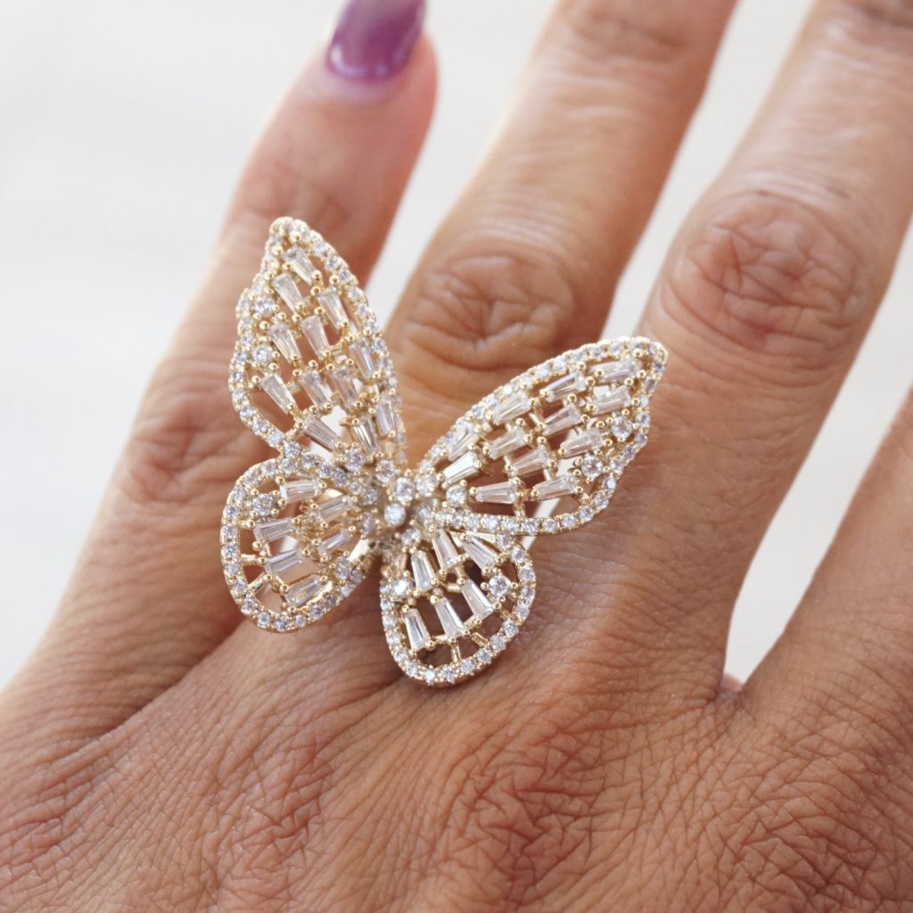 Solo Crystal Butterfly Ring (Gold) | Sweetrocks Jewelry